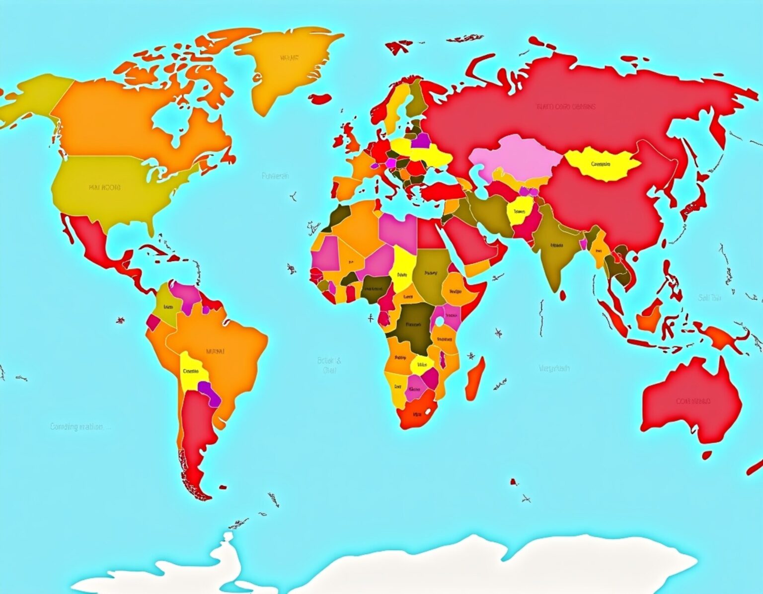 Découvrez la carte du monde et ses continents : Pays, océans et capitales